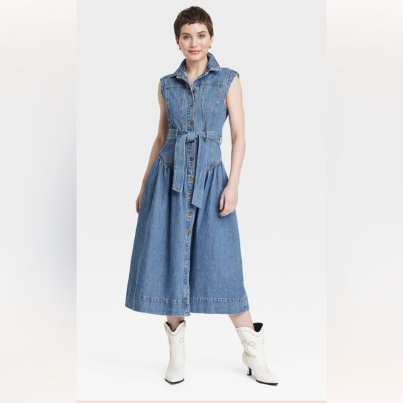 Universal Thread | Dresses | Universal Thread Tiewaist Midi Aline Denim ...